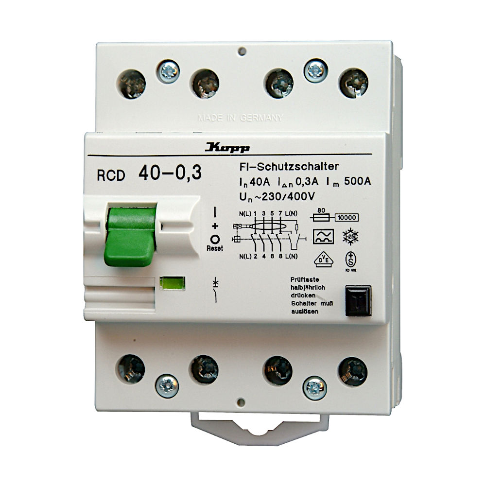 Fi-Schalter Fehlerstromschutzschalter 2/4 polig 16A 25A 40A Kopp Green ...